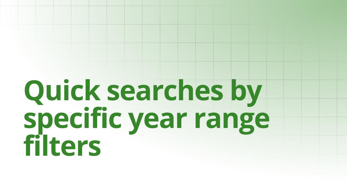 Quick searches by specific year range filters | CABI Digital Library Search Guide
